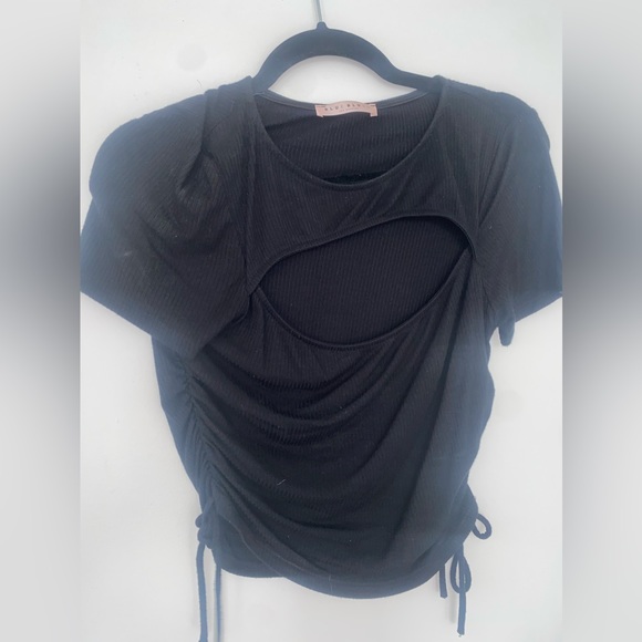 Blue Blush | Tops | Cinched Sides Blue Blush Cut Out Cropped Shirt ...